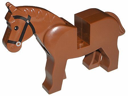 LEGO ANIMAL Horse, Brown with Black Bridle Pattern 4493c01pb05